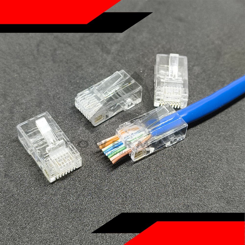 4pcs RJ45 Connector – Pass-Through Type - PowerMav Electronics Store