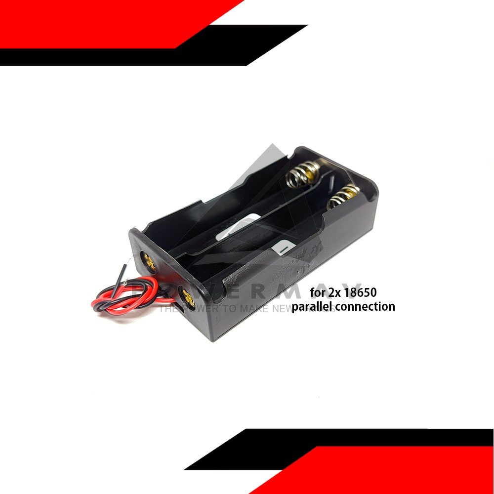 2X BATTERY HOLDER FOR 18650 LITHIUM BATTERY Parallel with wire ...